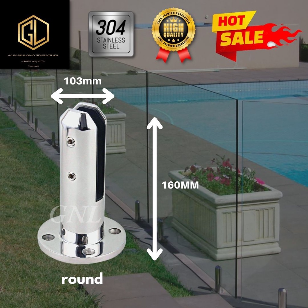 💥FREE SHIIPING💥SUS304 FRAMELESS GLASS SPIGOT STAINLESS STEEL 160MM ...