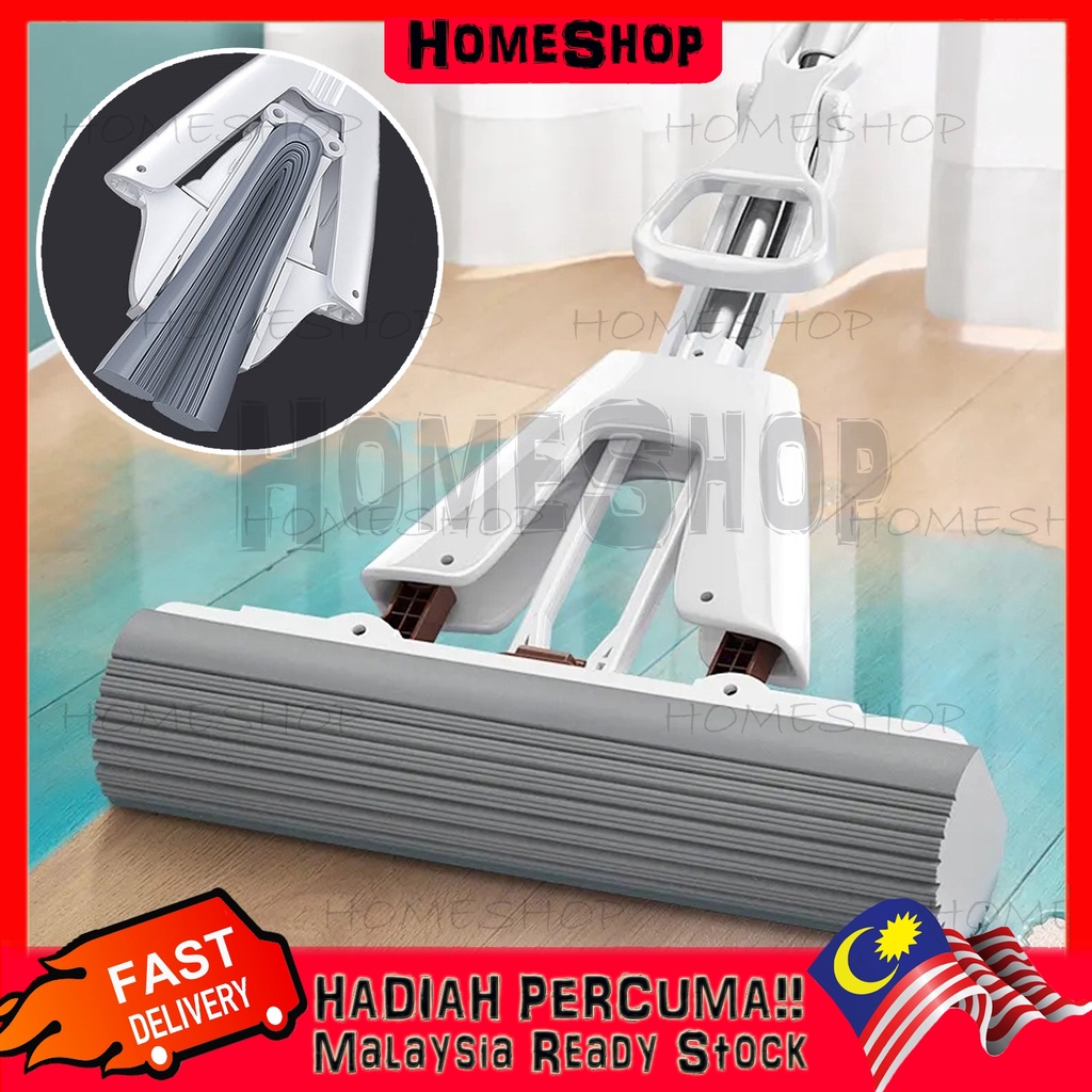 HomeShop Sponge Mop Toilet & Bathroom Wipe Dry Cloth Double Roller ...