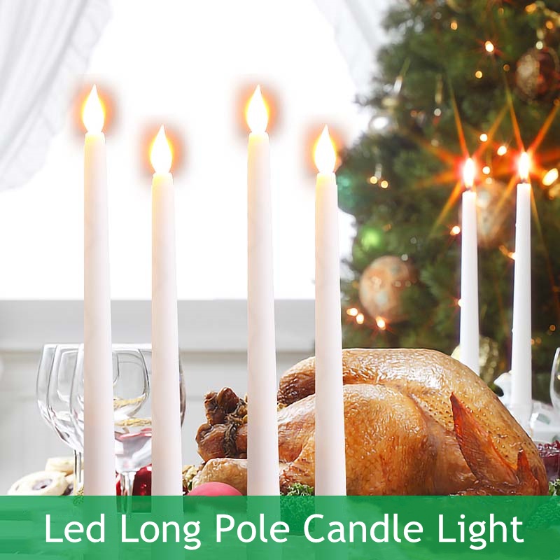 Battery Operated Long-lasting LED Long Pole Candle Light Warm White ...