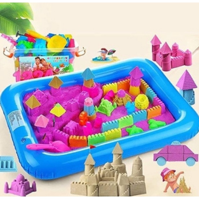 50PCS+ 2kg THE SAND 𝗗𝘆𝗻𝗮𝗺𝗶𝗰 𝗘𝗰𝗼 𝗦𝗮𝗻𝗱 Castle Play Set Tools Play Diy Toy ...