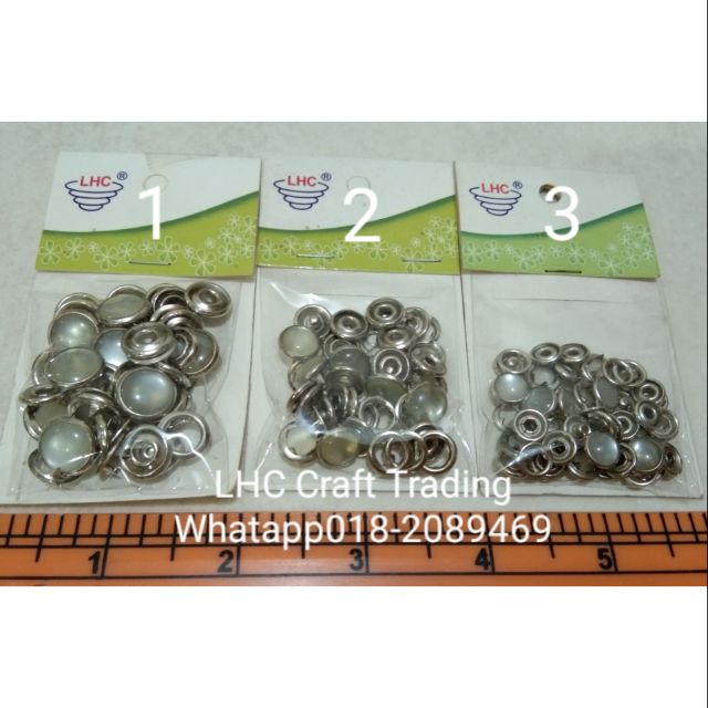 Snap button pearl butang ketip pearl 11.5mm/9mm/7mm 1pkt 10set | Shopee ...