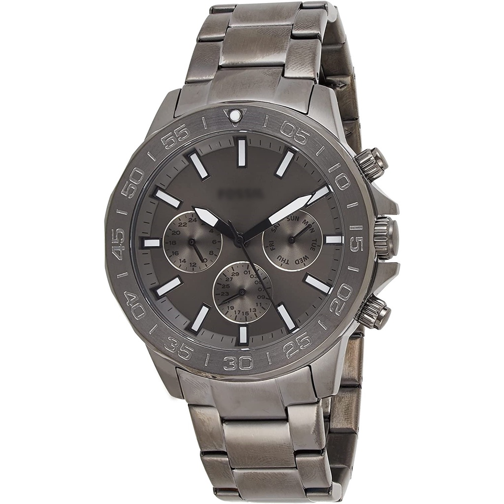 Authentic Fossil Men Bannon Grey Dial Stainless Steel Watch BQ2491 Jam ...