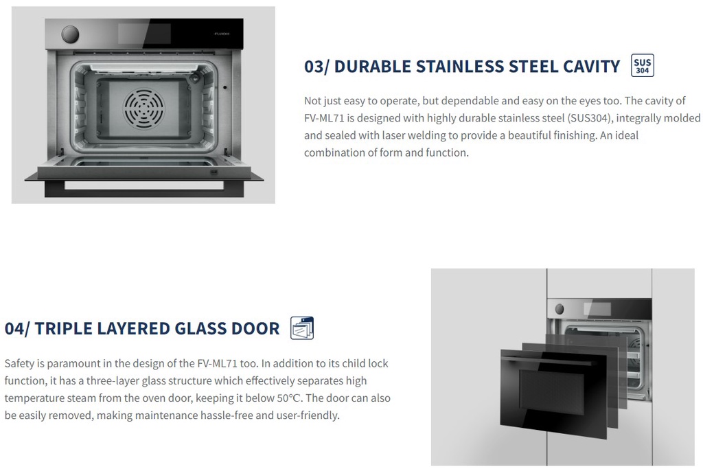 45L FUJIOH Built-In Combi Steam Oven Ketuhar | Steam & Grill Function | FV-ML71 | Shopee Malaysia
