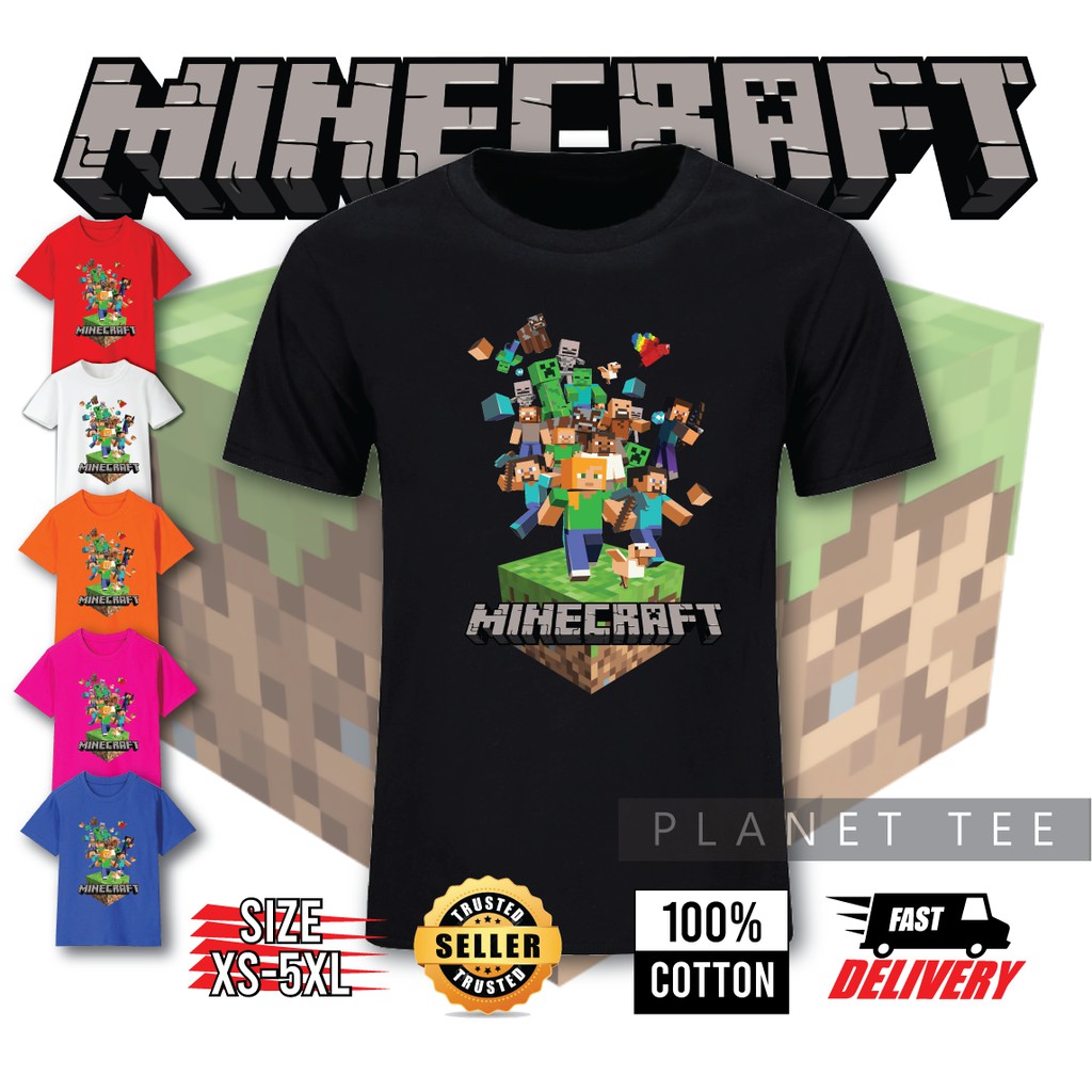 [Ready Stock] MINECRAFT Gamers T-Shirt Streetstyle Baju Gamerz | Shopee ...
