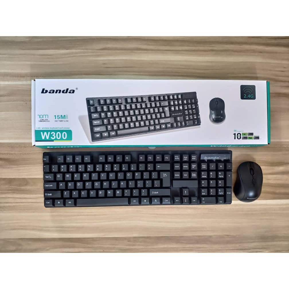 Banda 2.4G Wireless Keyboard and Mouse Combo Set Black Color | Shopee ...