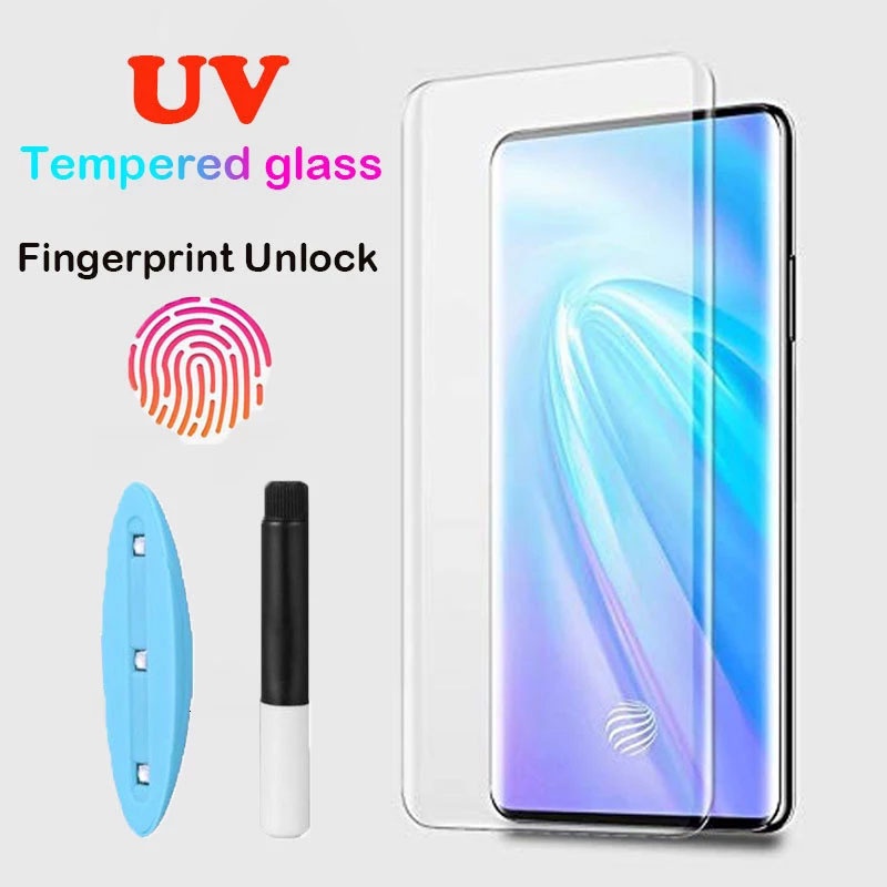 UV Glue Full Tempered Glass For VIVO V50 V40 V30 V30E V29 V27 V23 V25 X200 X100 Ultra X80 X90 ...