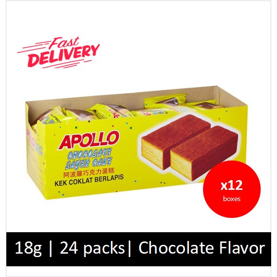 Apollo Chocolate Layer Cake 18g x 24 pack x 12 box | Shopee Malaysia