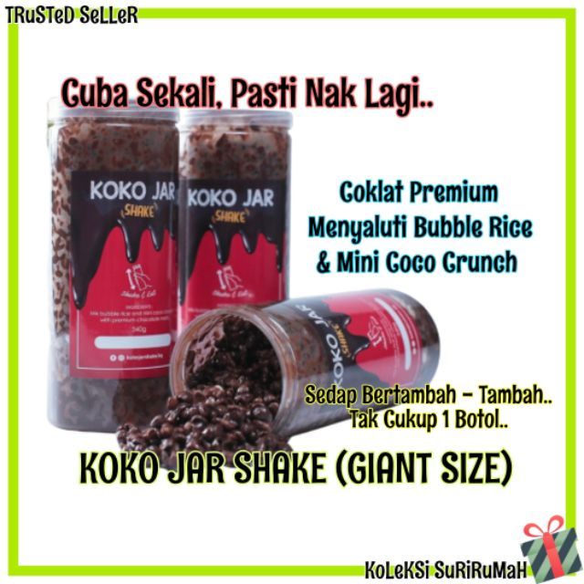 KOKO JAR SHAKE Giant Size : Chocolate Premium Menyaluti Bubble Rice Dan ...