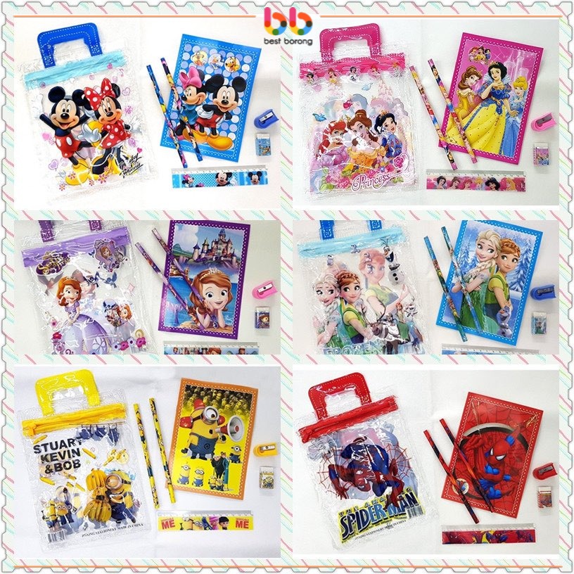 7 in 1 Cartoon Kids Stationery Set With Handle Cute Children Present ...