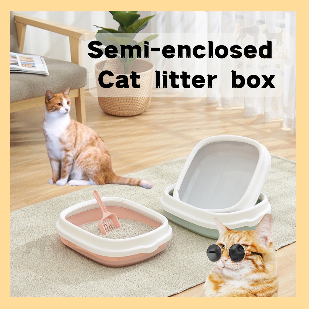 Cat Litter Box With FREE SCOOP Bekas Pasir Kucing Large Cat Toilet ...