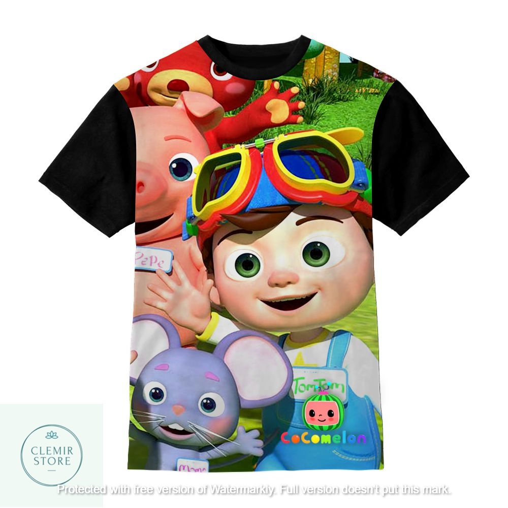 Boy T-shirt Anime Cartoon Clothes Coco Melon Cute Pilot Pattern 3D ...