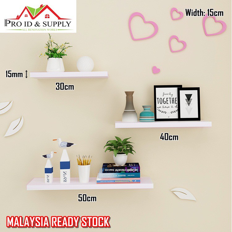 FLOATING WALL SHELF WALL SHELVE RACK RAK DINDING VARIOUS SIZE | Shopee ...