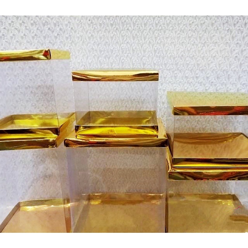 10pc Transparent Box with Gold/Silver Top & Bottom Cover | Shopee Malaysia