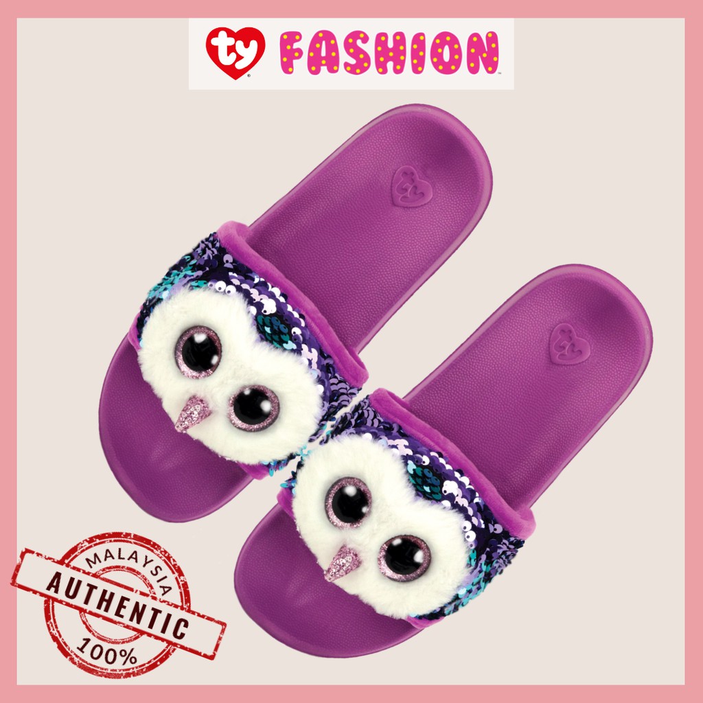 Ty Fashion Sequin Pool Slides Moonlight the Owl - Small/Medium/Large ...