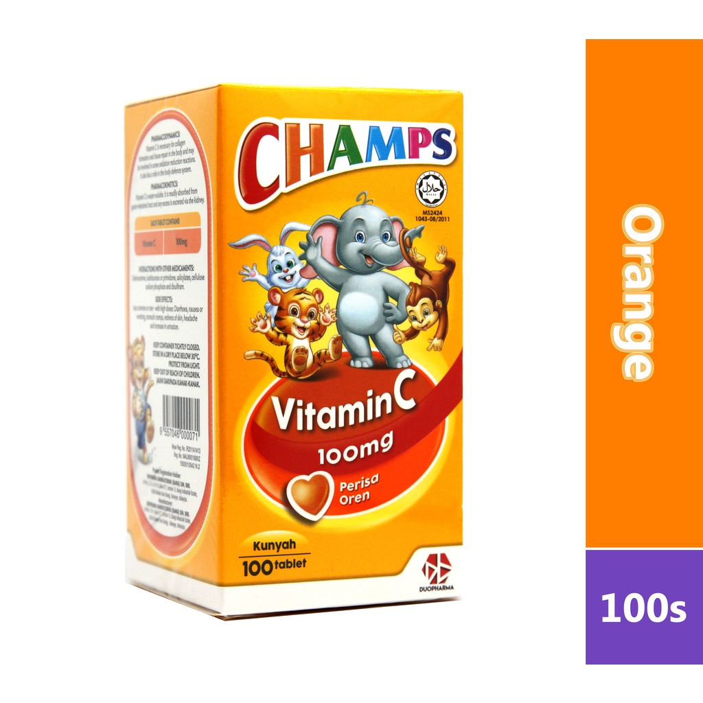CHAMPS VITAMIN C 100MG CHEWABLE TABLET 100S ( ORANGE / BLACKCURRANT ...