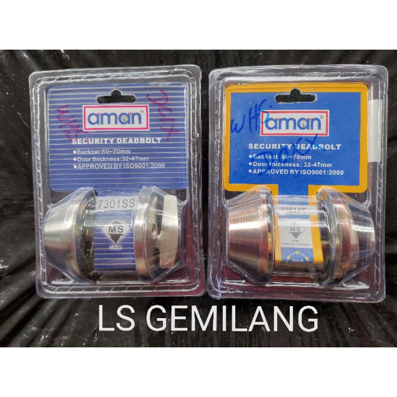 AMAN LOCK SET DEADBOLT LOCK-SINGLE CYLINDER 7301 SERIES WITH 3 KEYS SET ...