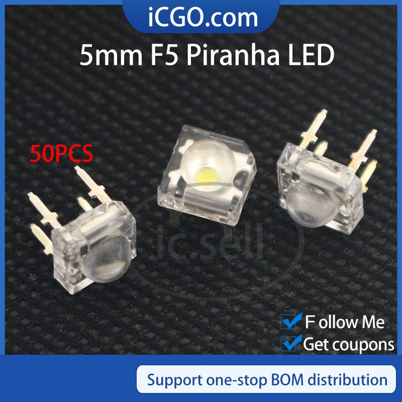 50PCS 5mm F5 Piranha LED White Red Green Amber Clear 5mm LED Diode ...