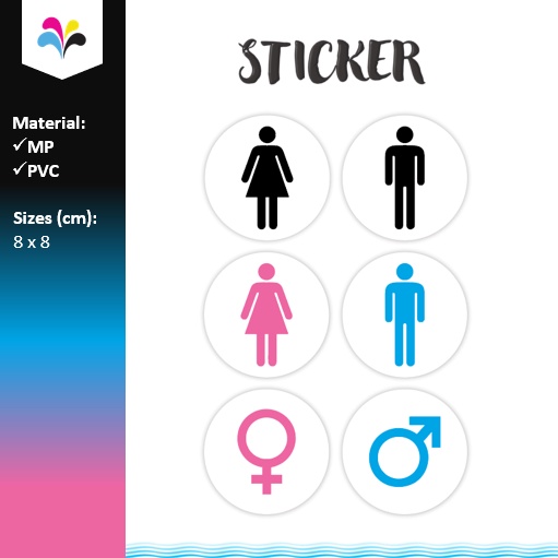 Gender sticker toilet label stickers female male symbol ladies men ...