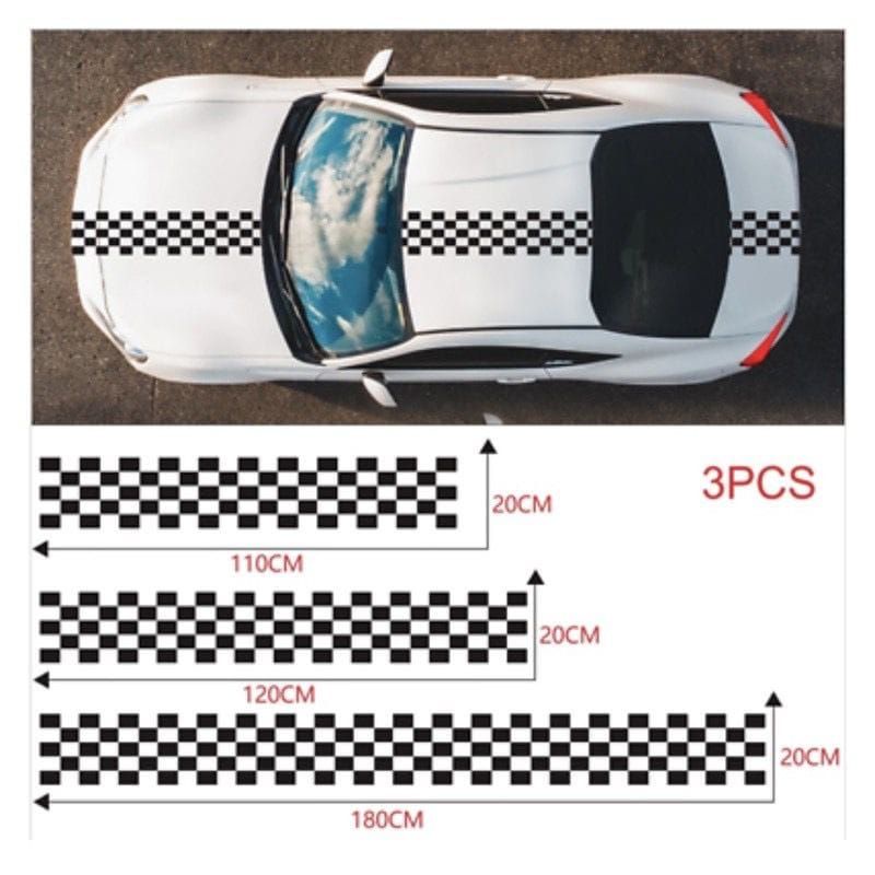 (3PCS) 1 Set Flag Stripe Lining Sticker HOOD,ROOF&BONNET Vinly Decals ...