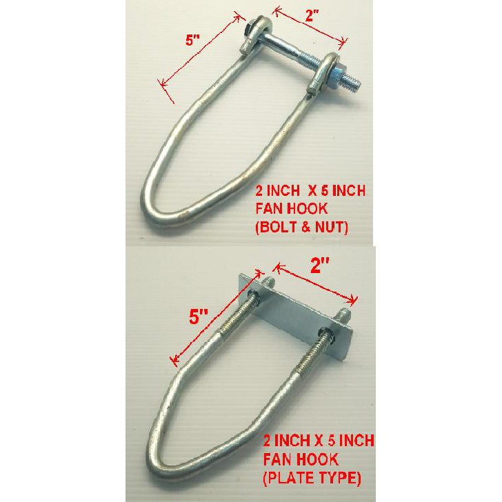 2 X 5 INCH FAN HOOK (BOLT+NUT TYPE / PLATE TYPE)(MADE IN MALAYSIA ...