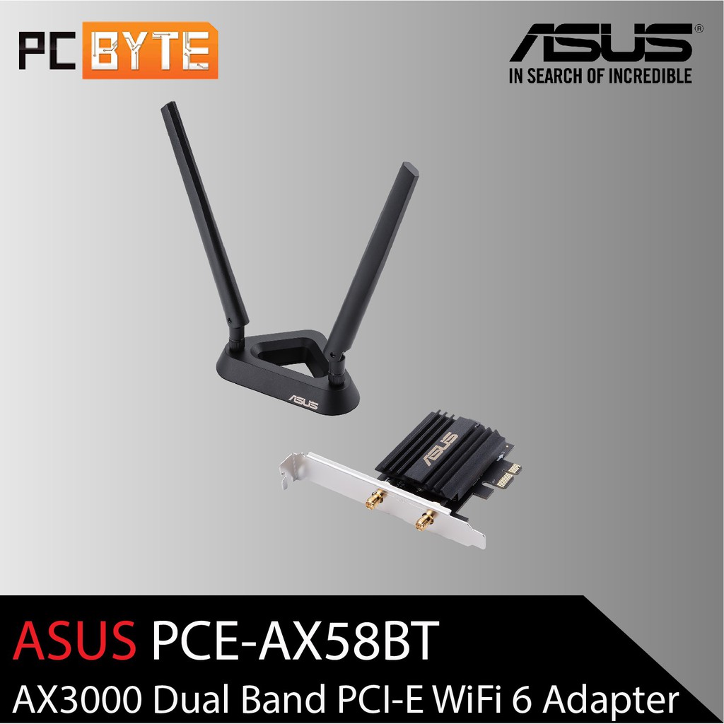 ASUS PCE-AX58BT AX3000 Dual Band PCI-E WiFi 6 802.11ax Adapter ...