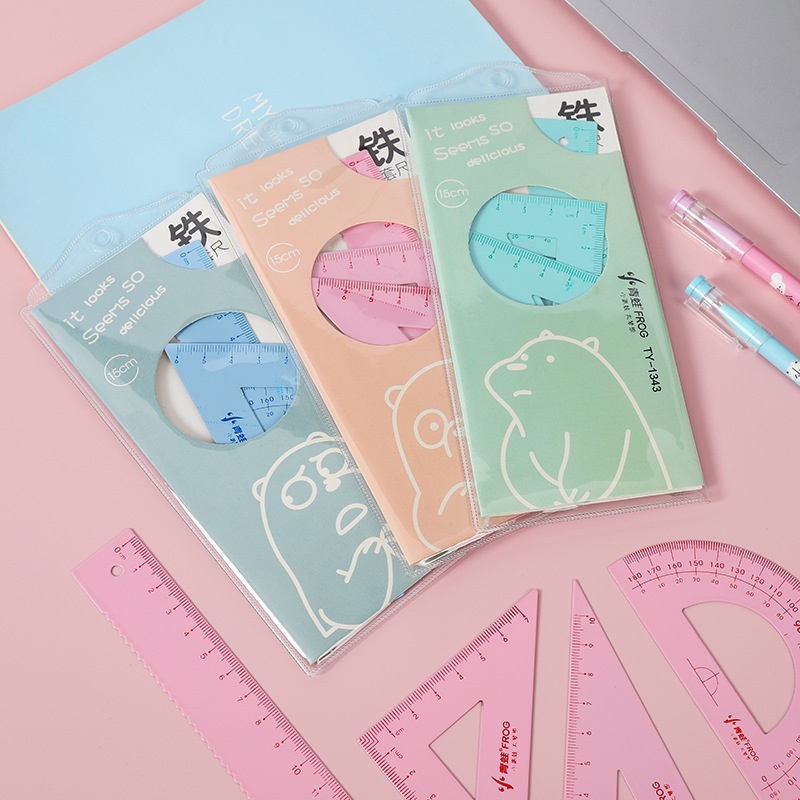 Learning tool set Lidemei "Macaron Protractor Triangle Ruler Ruler Set ...