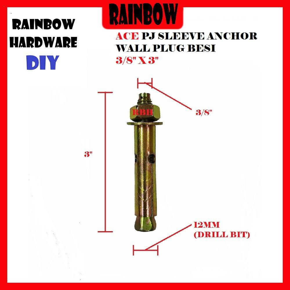 ACE 3/8"X3" PJ SLEEVE ANCHOR WALL PLUG BESI | Shopee Malaysia