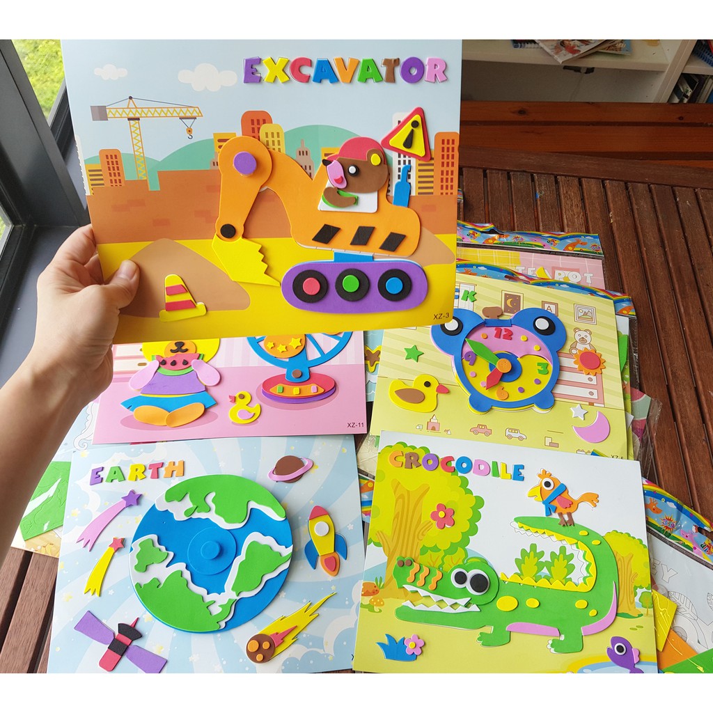Big Size 10pcs/set Movable EVA Sticker Art Craft Kids Birthday Party ...