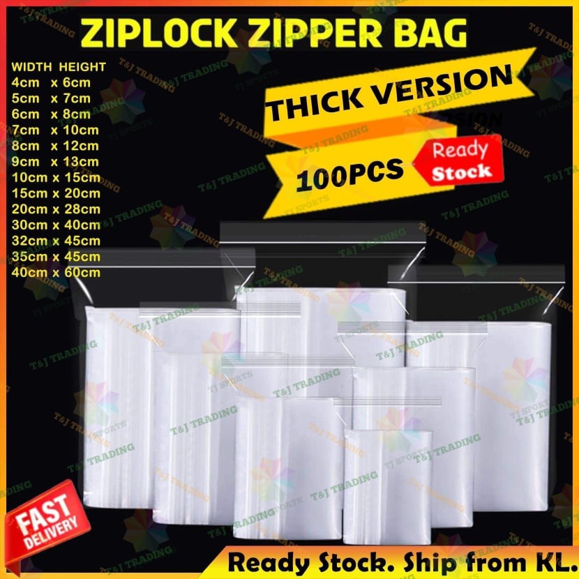 100pc Zip lock Zipper Bag Storage Organizers Kitchen Storage Rak Dapur ...
