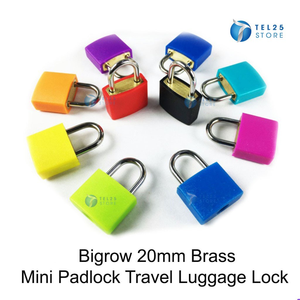 [ 1 PCS ] Bigrow 20mm Brass Small Mini Padlock Travel Luggage Lock ...