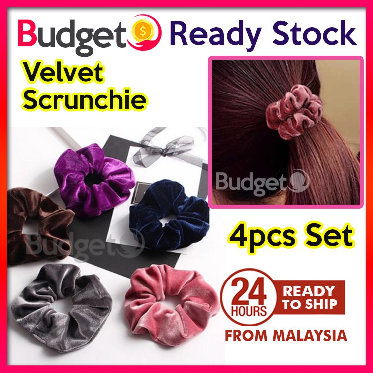 Ready Stock*4pcs Velvet Elastic Scrunchie Lace Hair Tie Hair ...