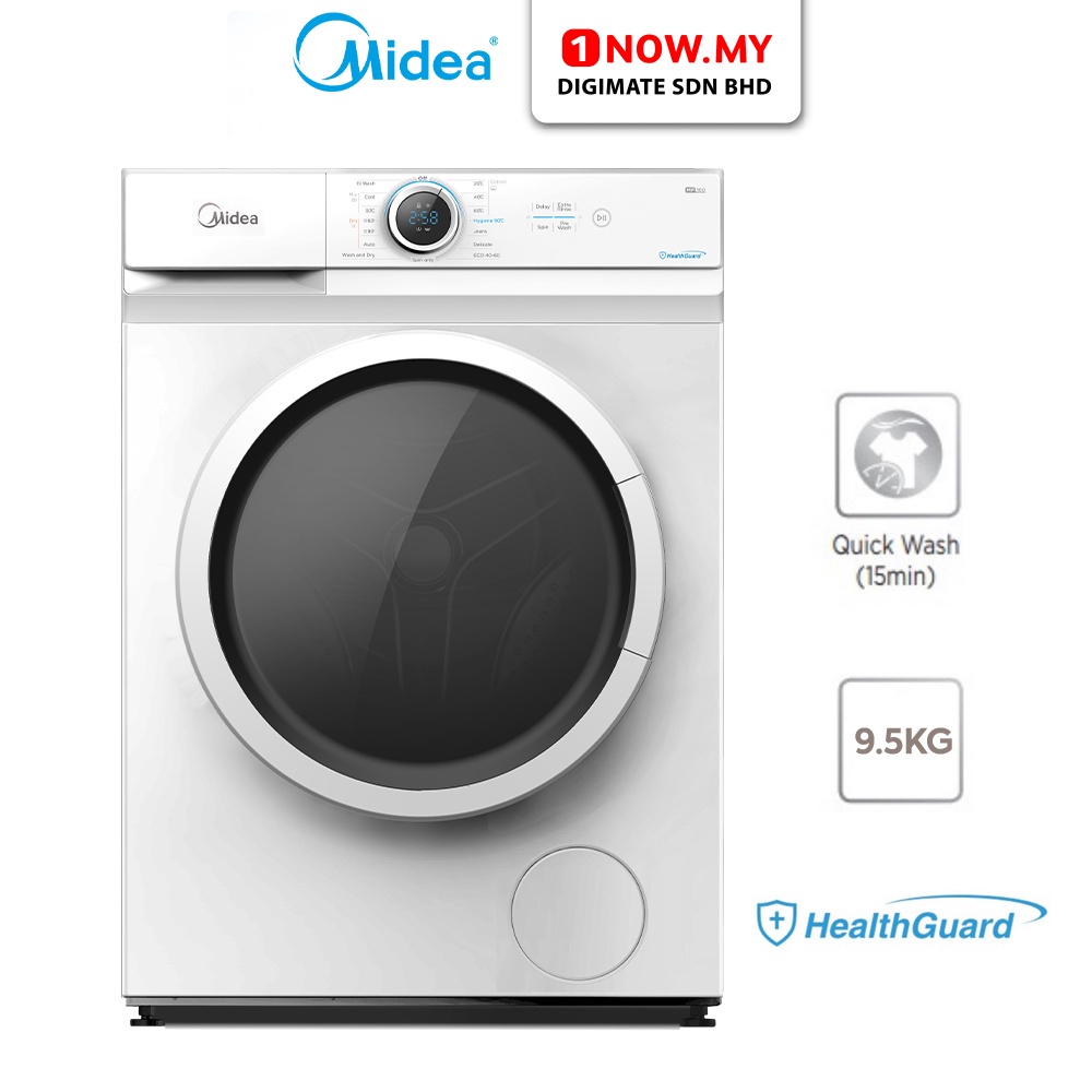 MIDEA 9.5Kg Front Load Washer MF100W95B (Health Guard) | Shopee Malaysia