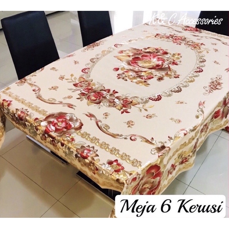 Lapik Meja Korea 3D Bunga Alas Meja Waterproof ( 6 Kerusi ) Ready Stock ...