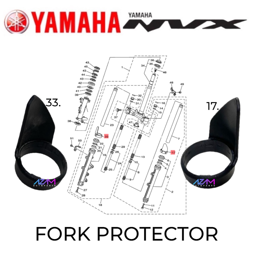 NVX V1 / NVX V2 FORK COVER / BOTTOM SHOCK PROTECTOR 💯 ORIGINAL YAMAHA ...