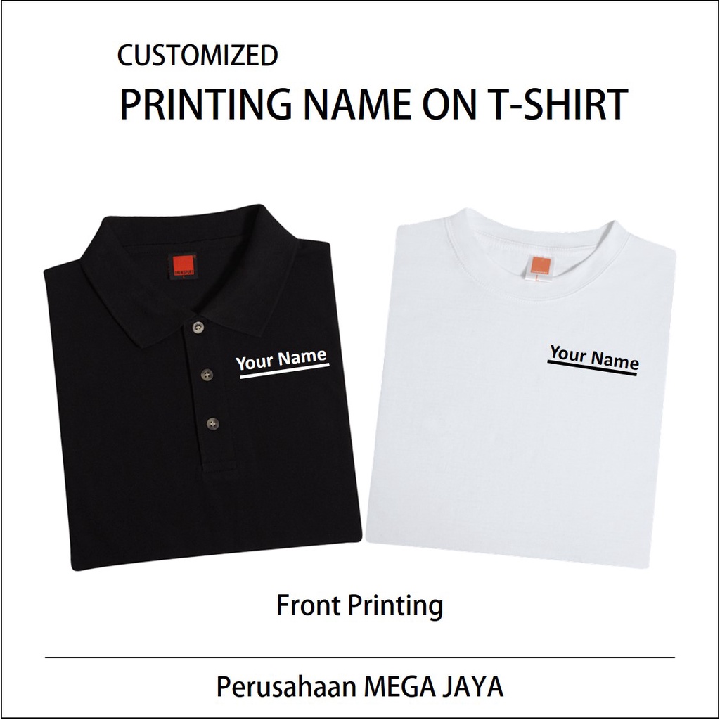 Custom Printing Name on T-shirt, Cetak Name Sendiri, Uniform | Shopee ...