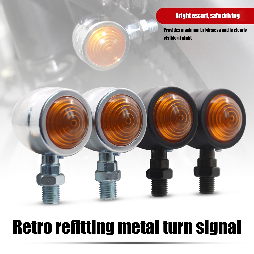 Mini Turn Signal Light Universal Chrome Retro Old Skool Classic Harley ...