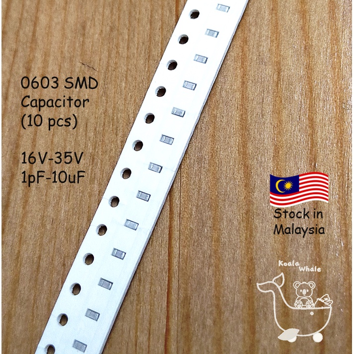 10pcs SMD Capacitor 0603 16V 25V 35V 1pF 2pF 3pF 5pF 10pF 22pF 30pF ...