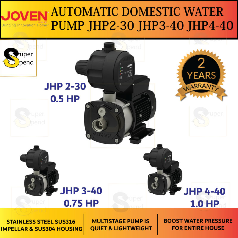 Joven Automatic Domestic Water Pump JHP 2-30 (500W) JHP2-30 JHP 3-40 (750W) JHP3-40 JHP 4-40 ...