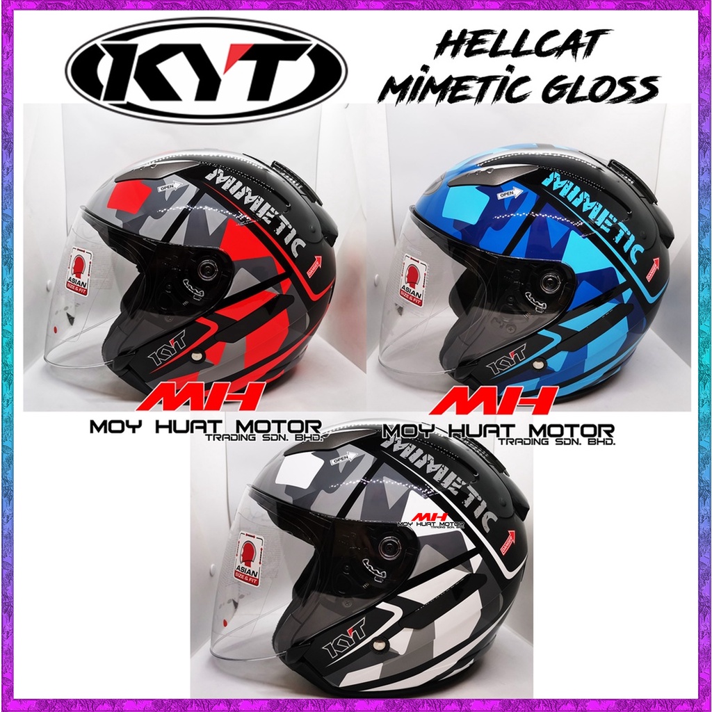 [Ready Stock] HELMET 💯%Original KYT Hellcat Mimetic Warna Kilat 👉 Gloss ...