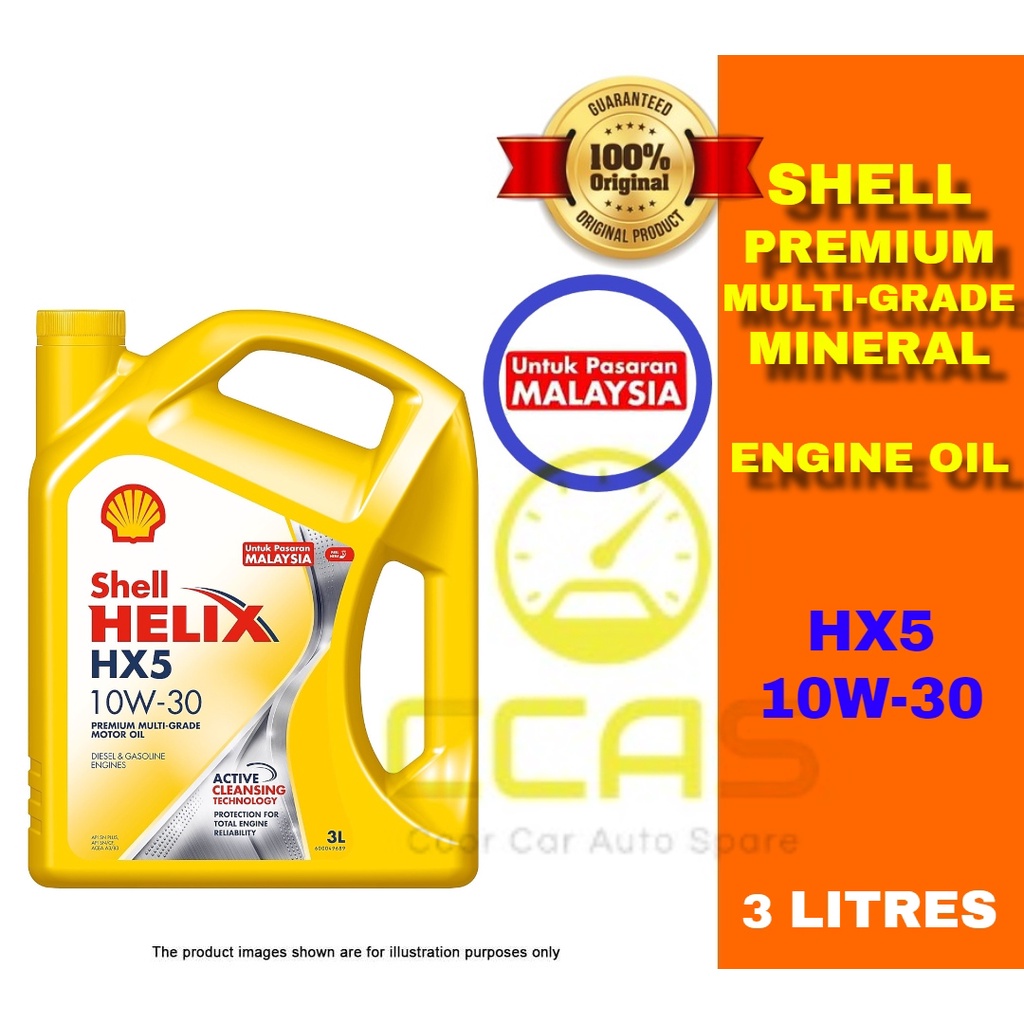 100% ORIGINAL Shell Helix HX5 3L - API SN/CF - 10W30 Engine Oil 3Litre ...