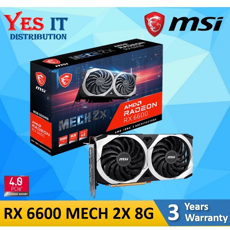 MSI RADEON RX 6600 MECH 2X 8G 8GB GDRR6 GRAPHIC CARD | Shopee Malaysia