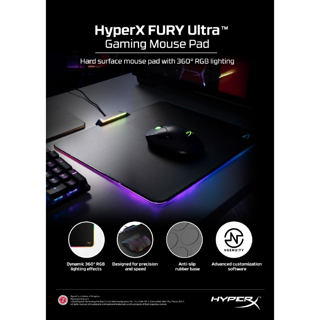HyperX FURY Ultra Per-LED 360° RGB lighting Gaming Mouse Pad (HX-MPFU-M ...