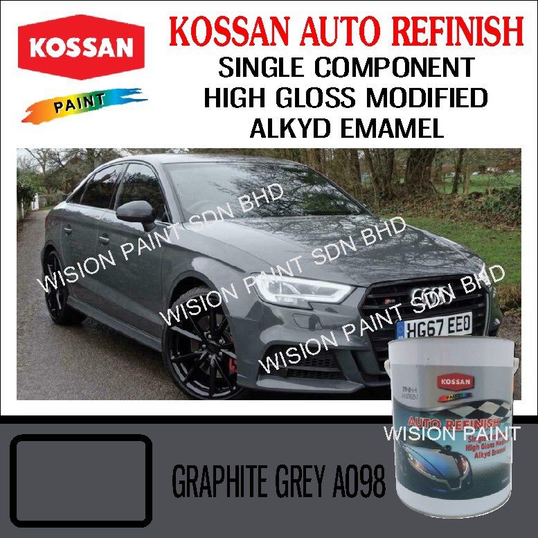 A098 GRAPHITE GREY 1L KOSSAN AUTO REFINISH CAR SINGLE COMPONRNT / HIGH ...