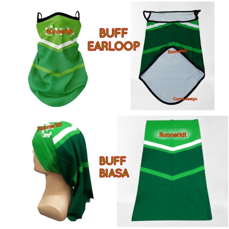 Buff Muka bandana headbuff with earloop for food delivery rider ...