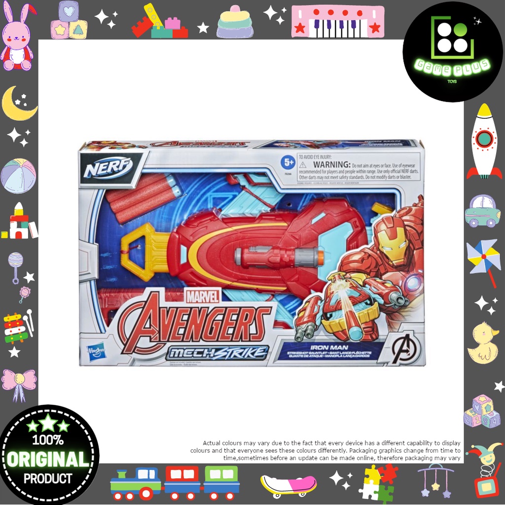 Hasbro Nerf Marvel Avengers Mech Strike Iron Man Strikeshot Gauntlet ...