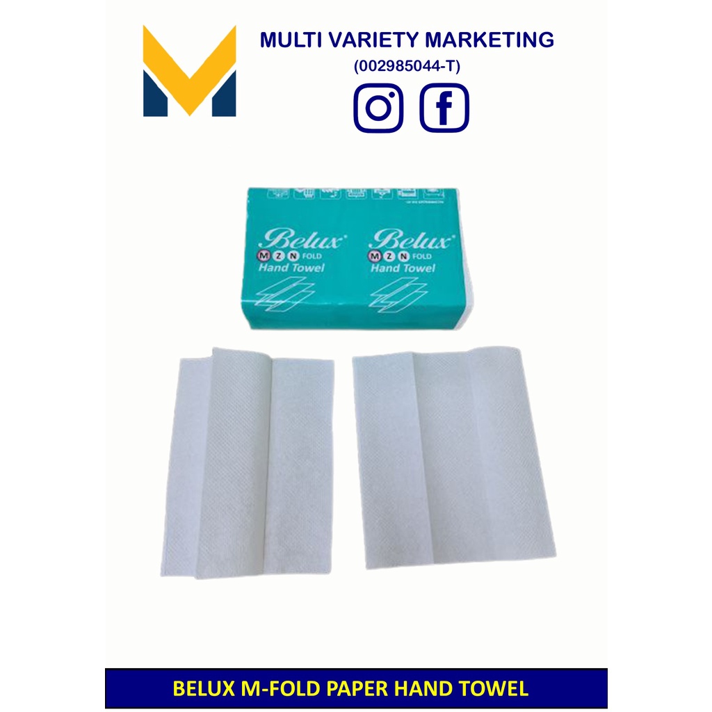 MVM - Belux DQ M Fold Paper Hand Towel 1 PLY (250 Sheets / Packs) Full ...