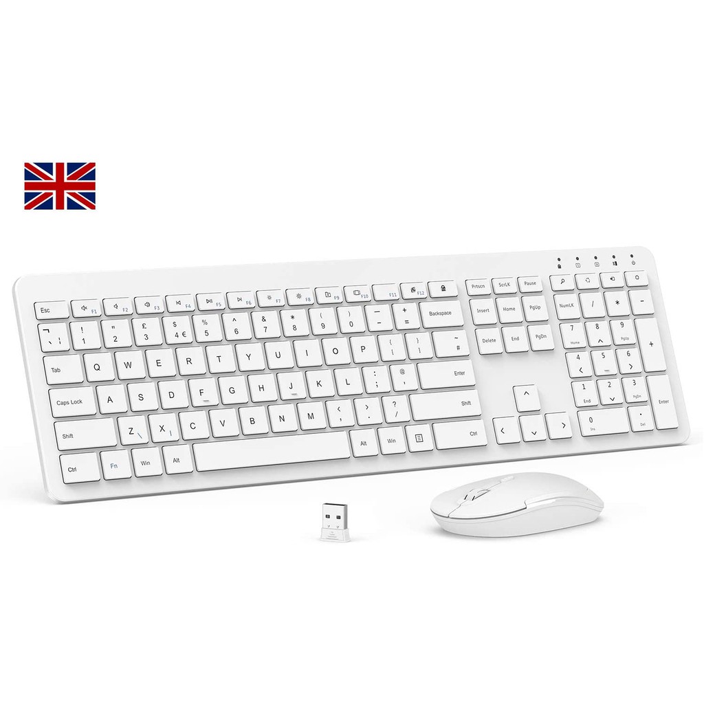 D54 Seenda Wireless Keyboard Combo,Full Size Slim Thin 2.4G Cordless ...