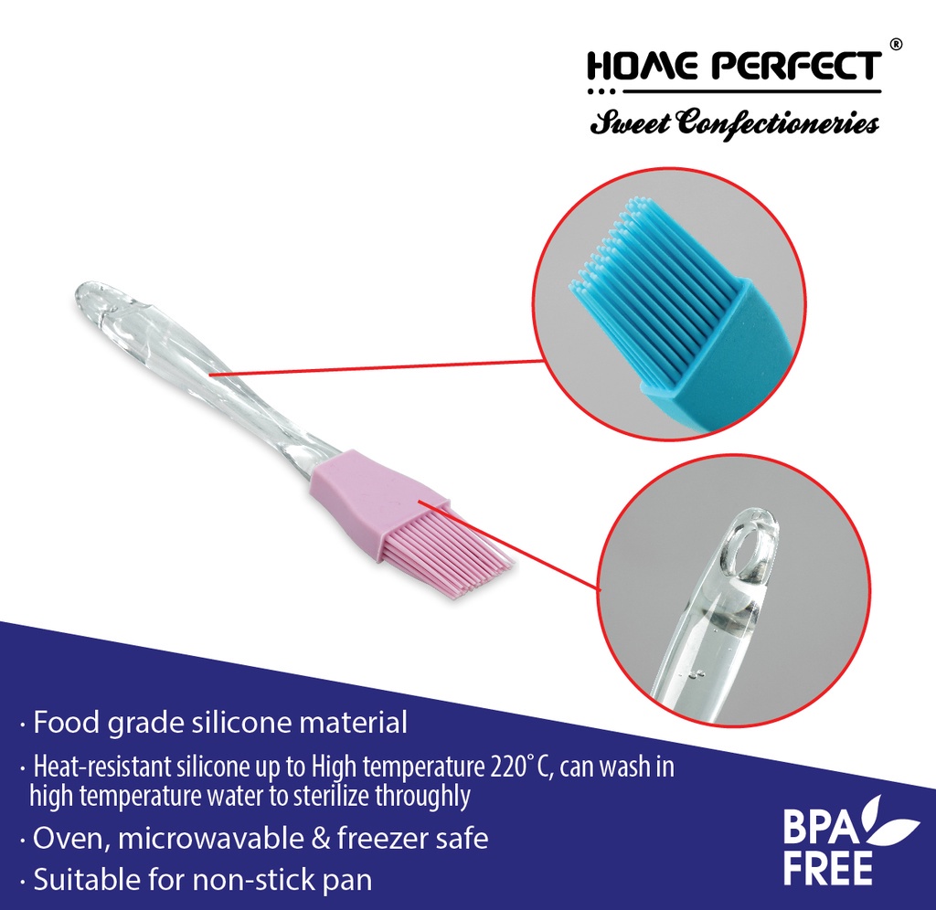 HOME PERFECT Silicone Brush, BBQ Grill Baking Butter Pastry Brush ...