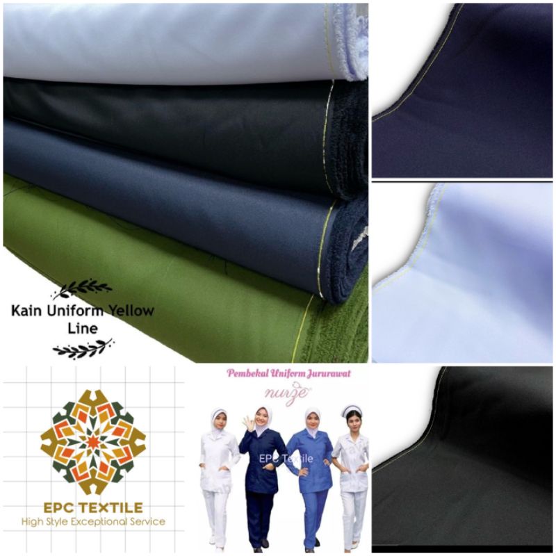 60" Kain Polyster Yellow Line / Kain Uniform / Kain Jururawat / Linen ...