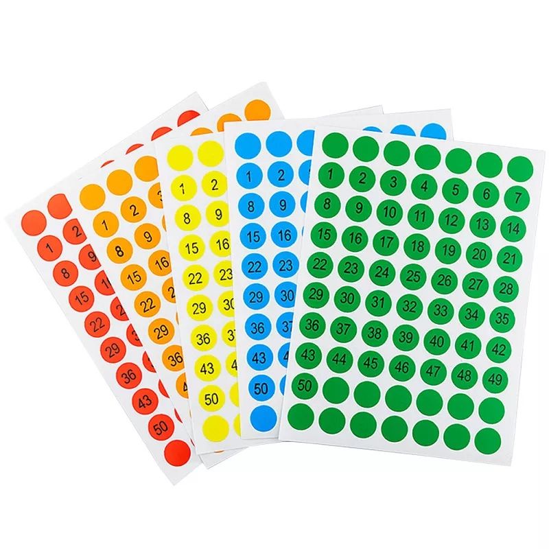 (5 Colors) 1-50 MINI NUMBER LABEL STICKER SHEET | Shopee Malaysia